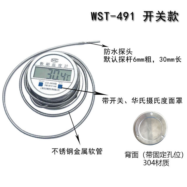 Shanghai Jinlong digital display thermometer WST491 with probe, acid ...