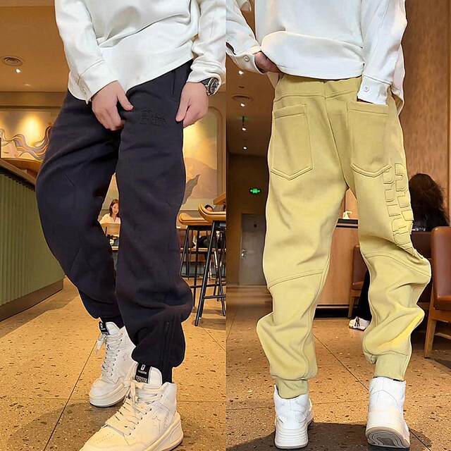 Autumn and winter new tide card thickened casual pants men's trend wild ...