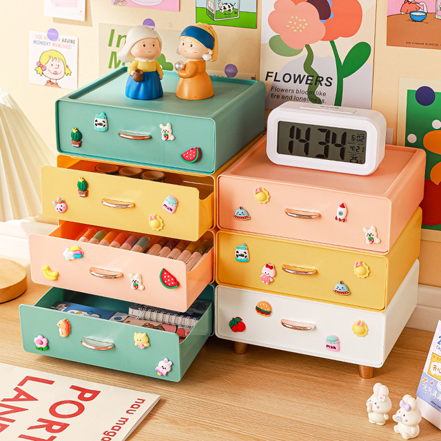 Desktop storage box student desk drawer stationery pen holder storage ...