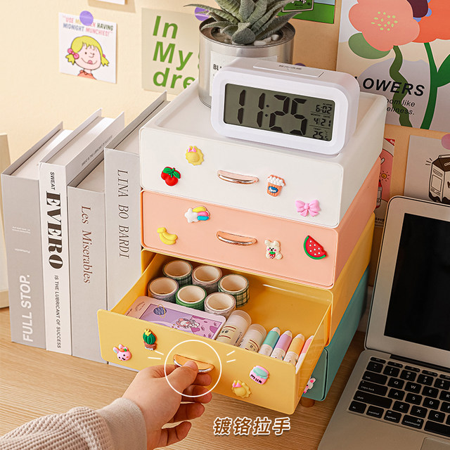 Desktop storage box student desk drawer stationery pen holder storage ...