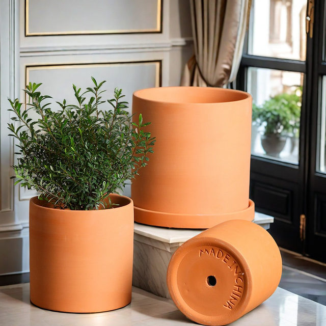 Nordic simple breathable pot ceramic plain-fired round flower pot ...