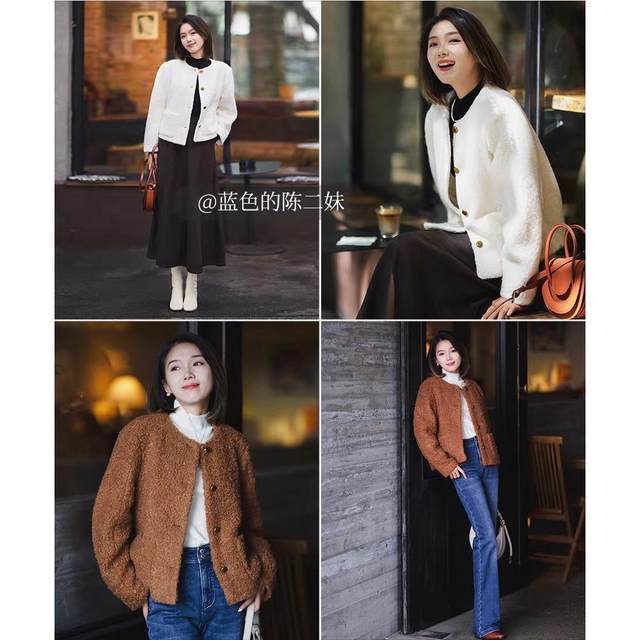 Inman lamb wool small fragrant style jacket for women autumn and winter ...