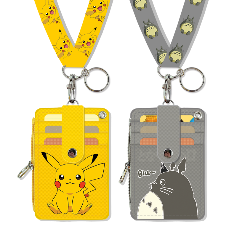 Student Campus Multi-Card Slot Bus Card Holder with Lanyard Cartoon ...