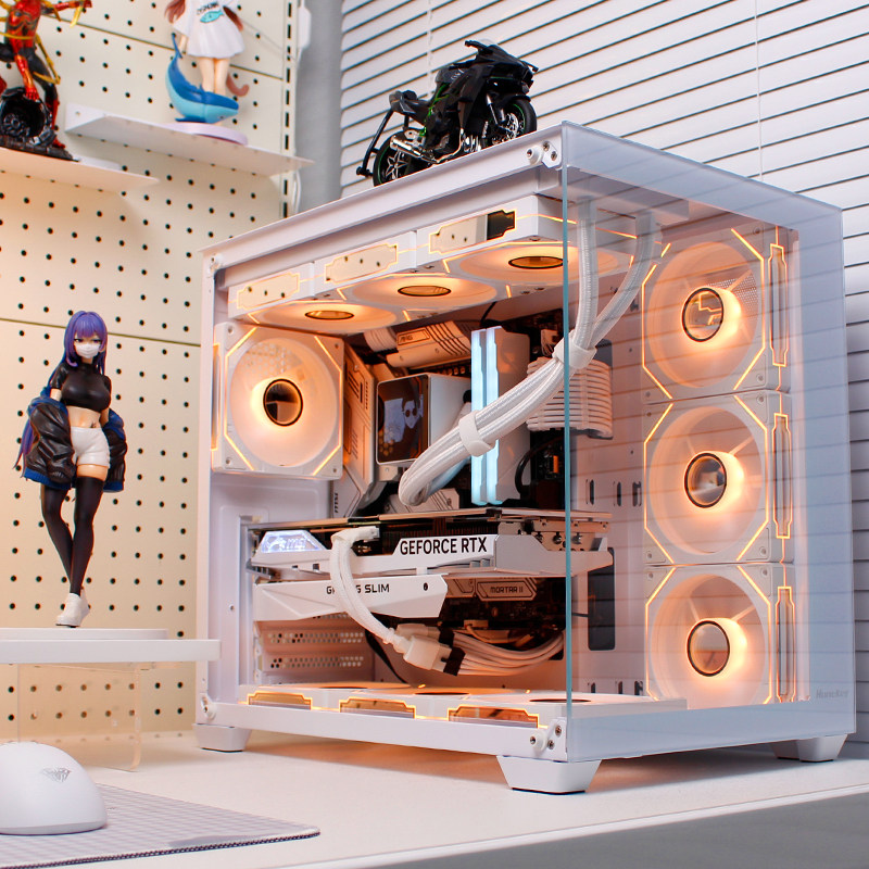 Huntkey S980 ATX Water Cooled PC Case - White Panoramic View