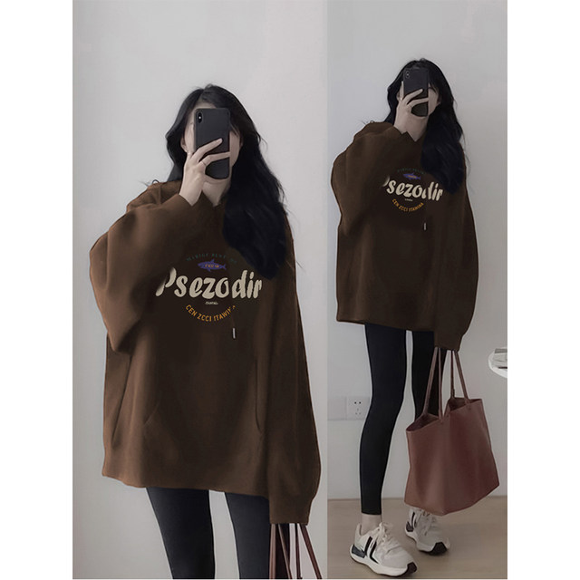 American retro lazy wind sweater women autumn and winter plus velvet ...