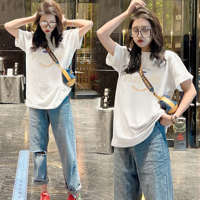 Summer dopamine outfits large size women's loose American short-sleeved ...