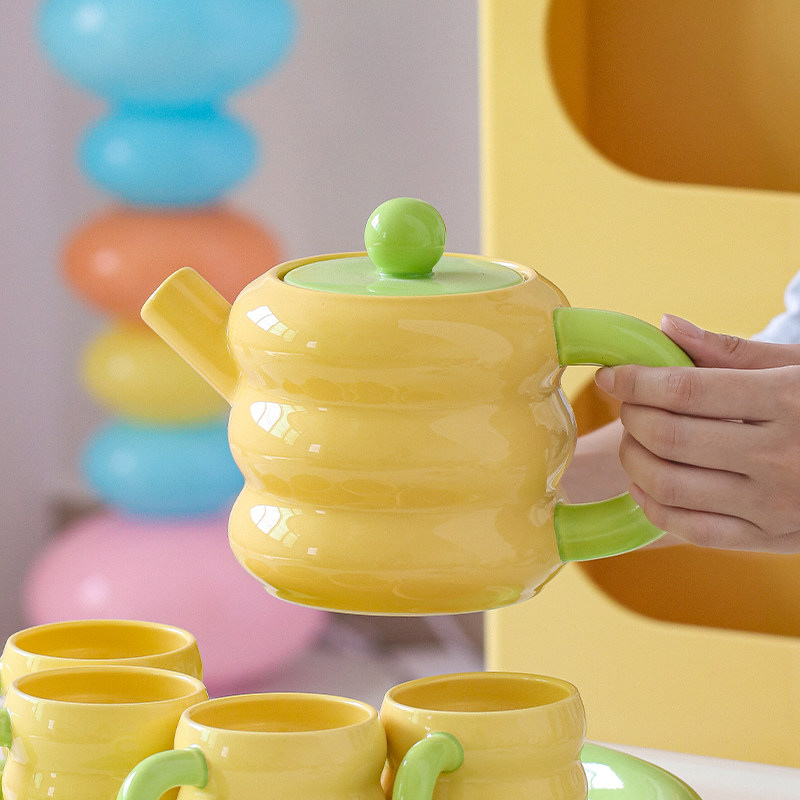 Korean Ceramic Tea Set - 6pc Herbal Tea Set for 4 People