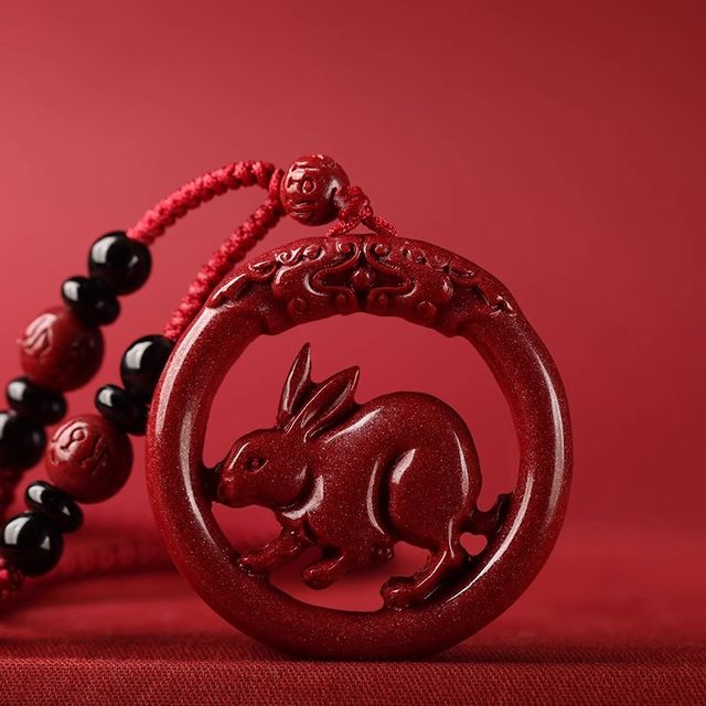 Natural raw ore cinnabar Xianglong Ping An buckle pendant Twelve zodiac ...