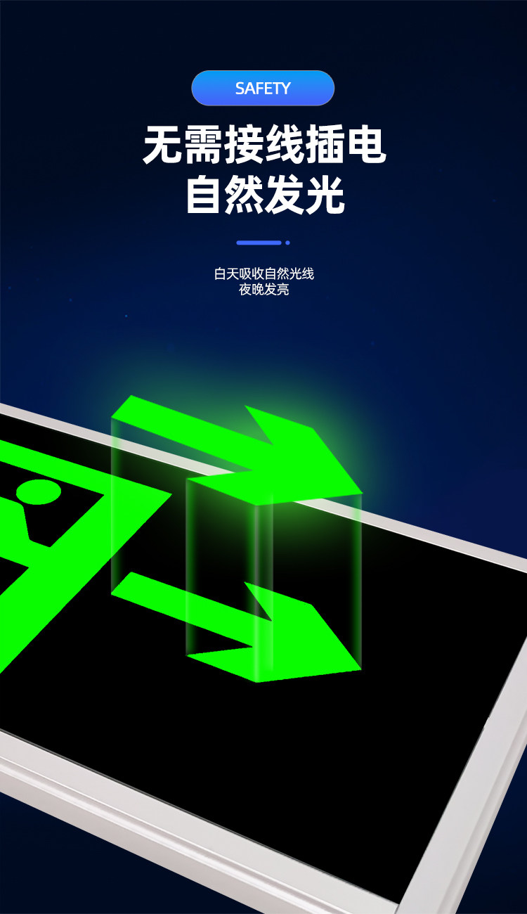 Self-Luminous Safety Exit Sign - No Power Connection Needed For ...