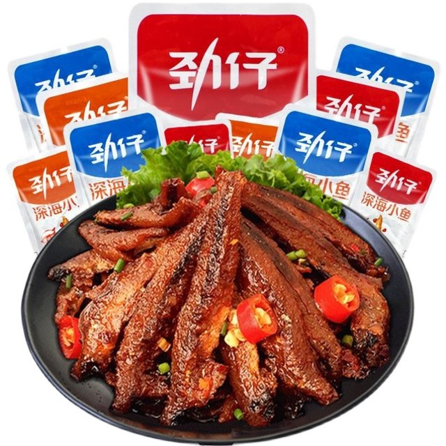 Jinzai small fish dried fish 80 packs spicy hairy fish ready-to-eat ...
