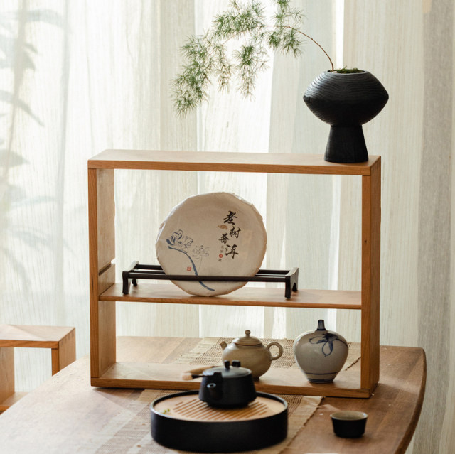 Yanpu cherry wood Duobao Pavilion tea set Bogu rack living room tea ...