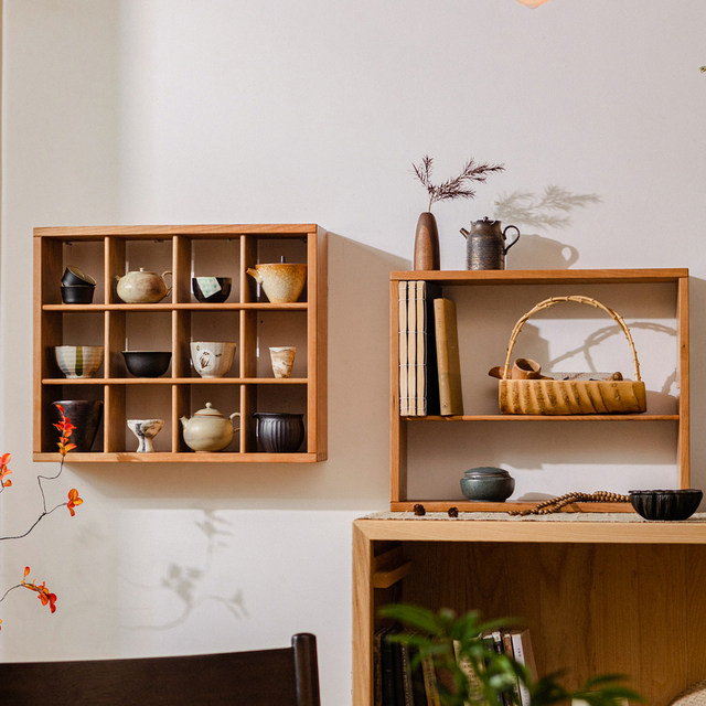 Yanpu cherry wood Duobao Pavilion tea set Bogu rack living room tea ...