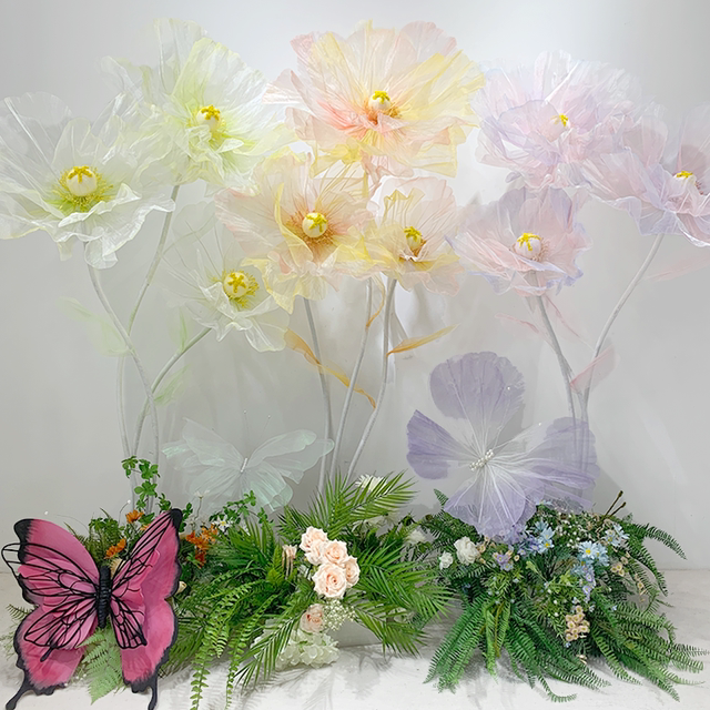 Poppy silk artificial flower decorations light luxury high-end wedding ...