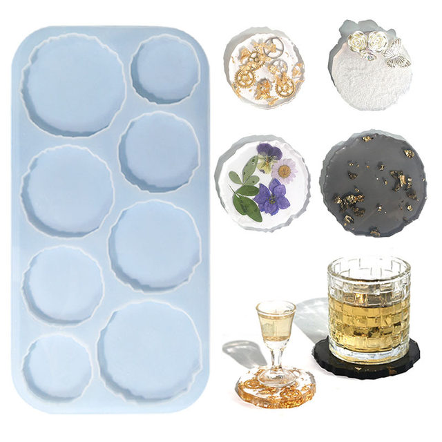 diy crystal glue mold 8 consecutive irregular coasters silicone mold ...
