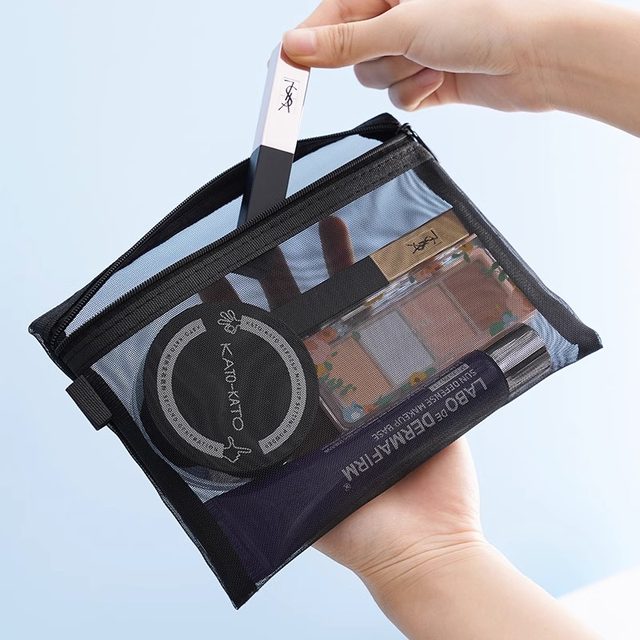 Cosmetic bag women's portable 2024 new super popular ins style mesh ...