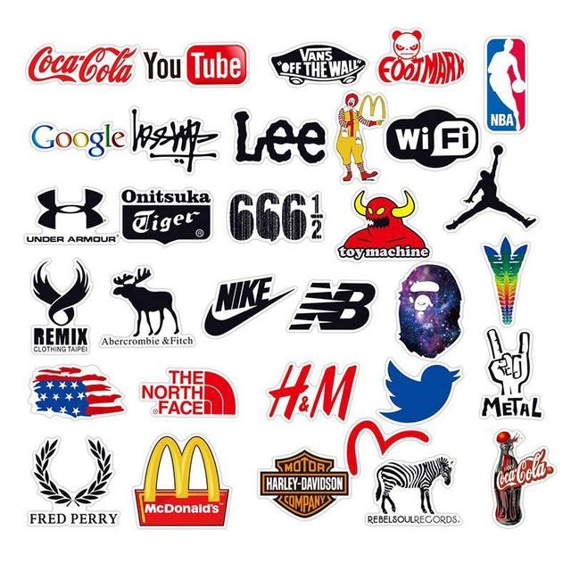 100 trendy brand logo stickers, creative trendy graffiti, mobile phone ...