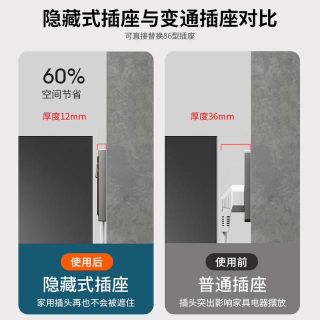 Embedded hidden socket refrigerator recessed recessed socket five-hole ...