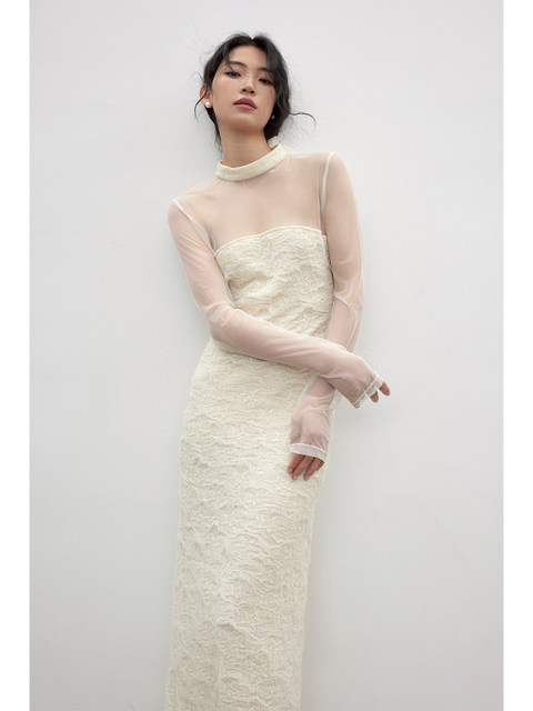 showyee/Xiuye Atmosphere Beauty Heavy Industry Snowflake Yusu Mesh Lace Dress