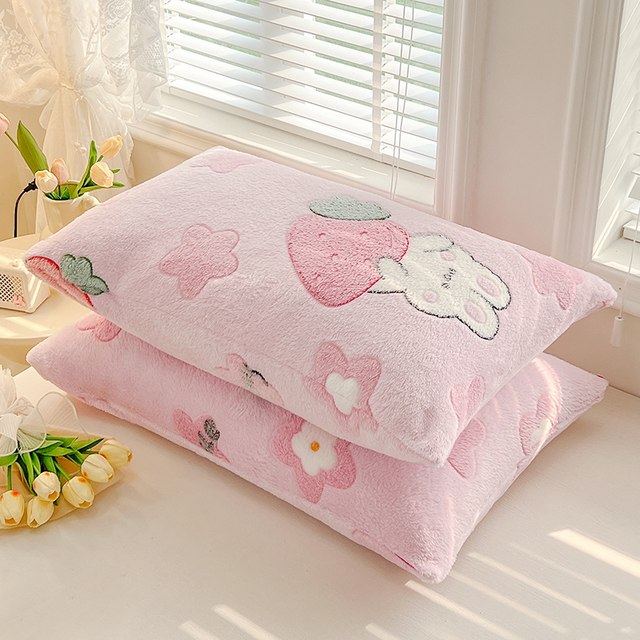 Jeeliya milk velvet pillow case one pair of 48x74cm coral velvet pillow ...