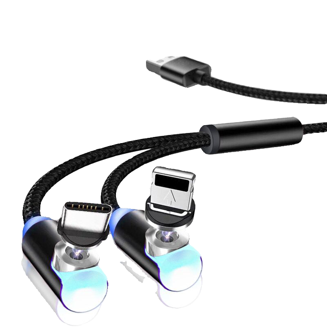 Elbow magnetic one-to-two data cable two-in-one double-head Android ...