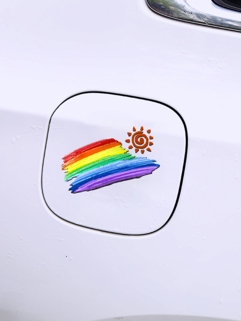 Car personalized creative rainbow car stickers cartoon reflective body ...