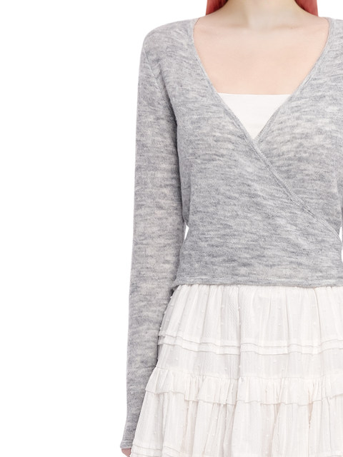 BM knitted cardigan for women 2025 new autumn V-neck cross one-piece ...