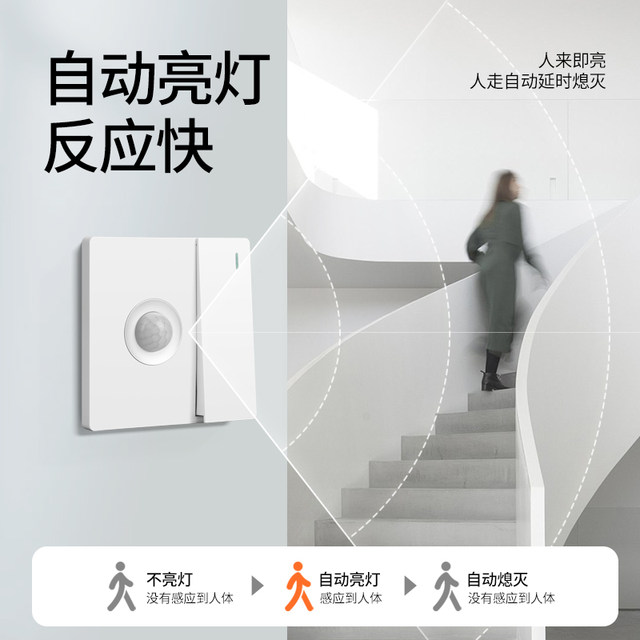 Type 86 one-open dual-control plus human body sensor switch with sound ...