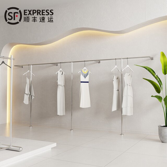 Kenisi Clothing Store Wall Rack Stainless Steel Display Rack Women's ...