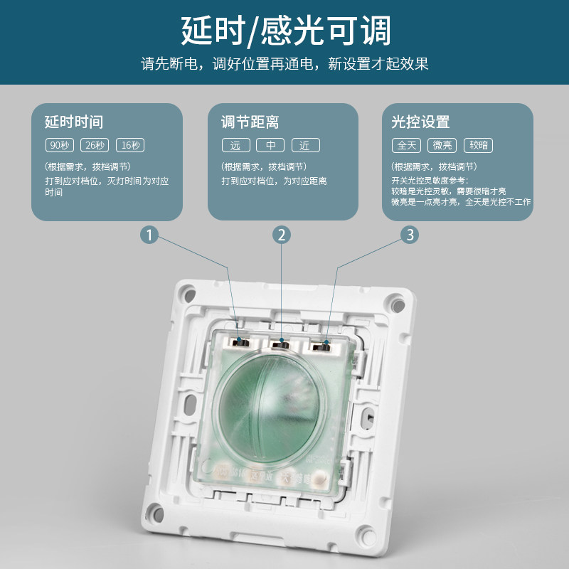 Human Body Radar Sensor Switch 220V Stair Aisle 86 Type Concealed ...