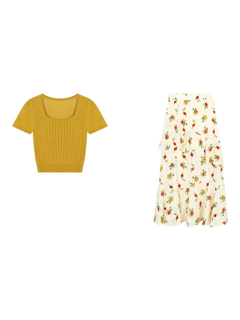 Jora's new summer hyperbolic yarn square collar floral age-reducing ...