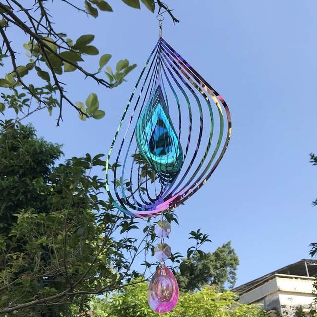 Stainless steel mirror light 3D rotating wind turning home gardening ...