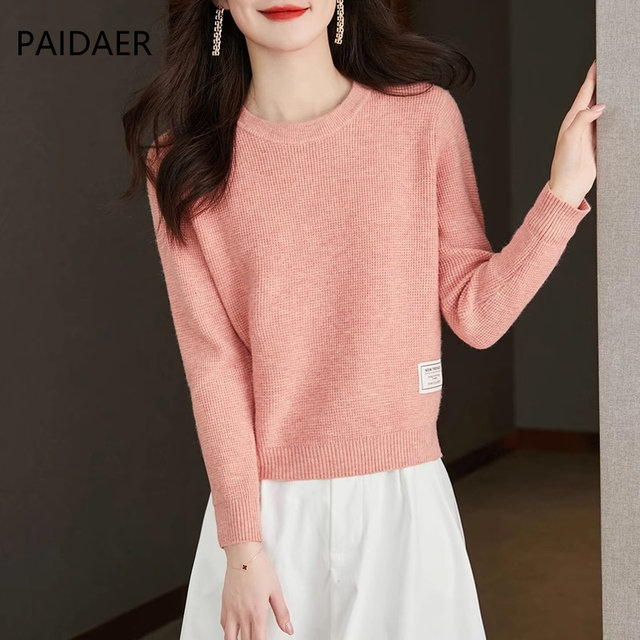 Autumn long-sleeved tops for women 2024 new style small loose short ...