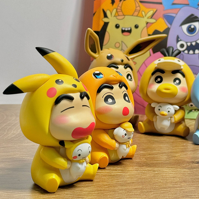 Crayon Shin-chan COS Pikachu figure blind box Pokémon reachable duck ...