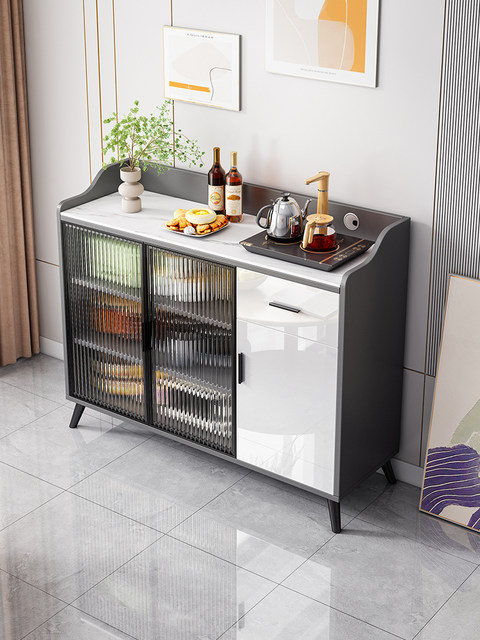 Solid wood stone sideboard dining side cabinet wall integrated storage ...