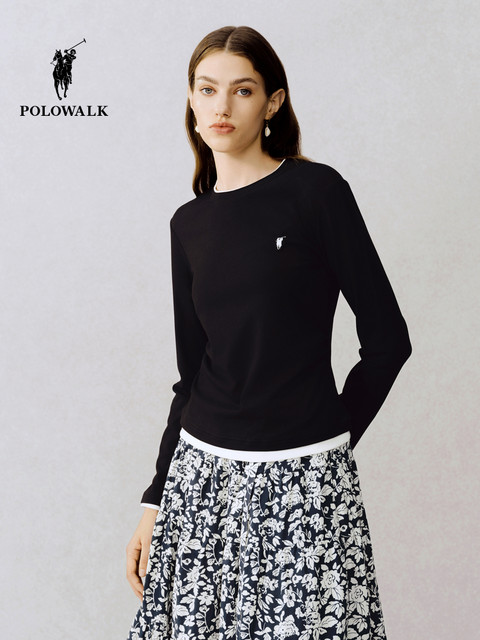 POLOWALK women's round neck long -sleeved T -shirt 2025 spring new ...