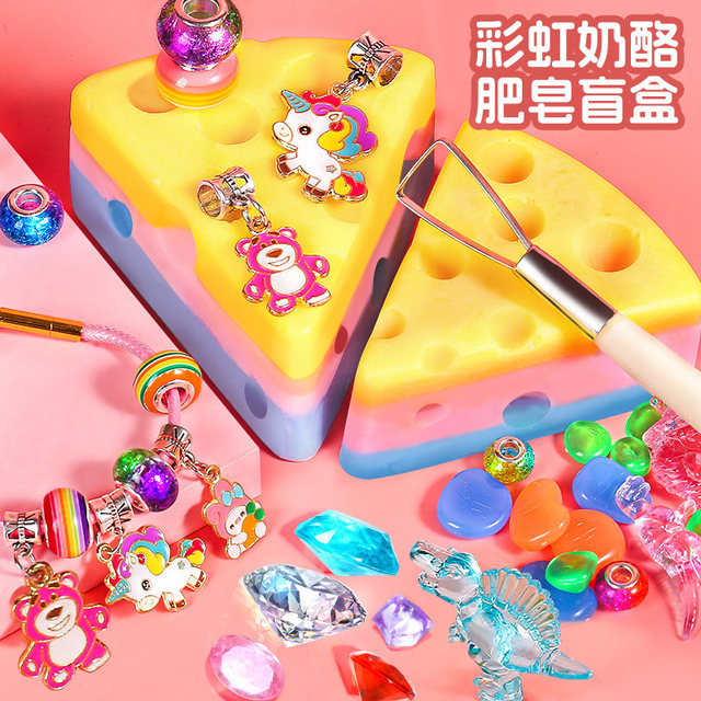 Children's Rainbow Soap Digging Gem Toy Girls Handmade Scraping Soap ...