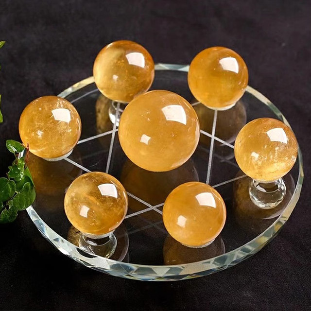 Natural colorful crystal ball seven-star array ornaments white, yellow ...
