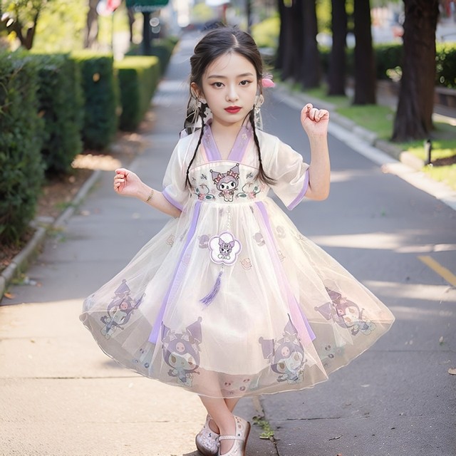 Baby girl Kuromi Hanfu dress summer 2024 new little girl super fairy ...
