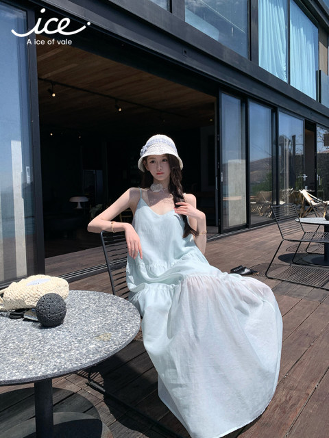 Aiceofvale Small fresh suspender dress summer seaside gentle style long ...