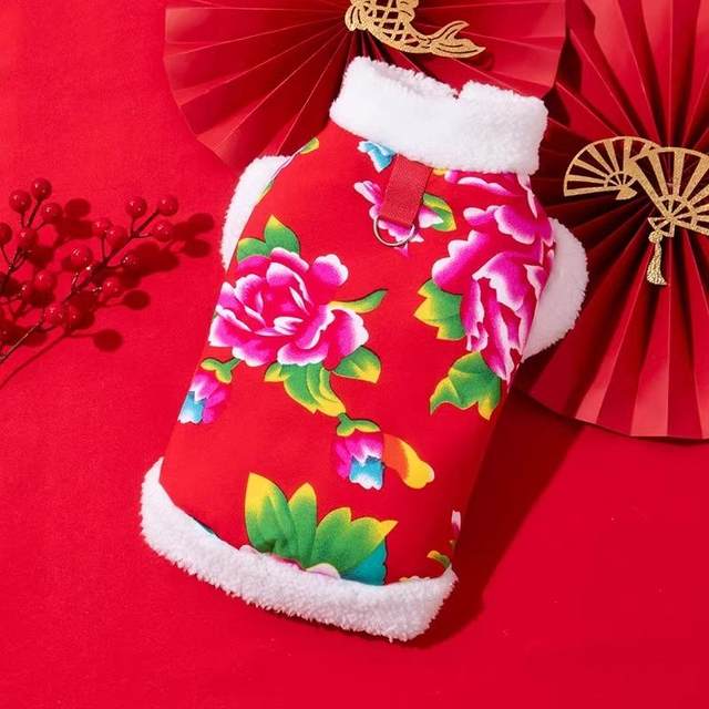 Cat clothes, big flower cotton jacket, warm winter, Dewen blue cat ...