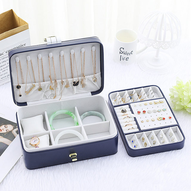 High-end jewelry box necklace ring storage light luxury double-layer ...