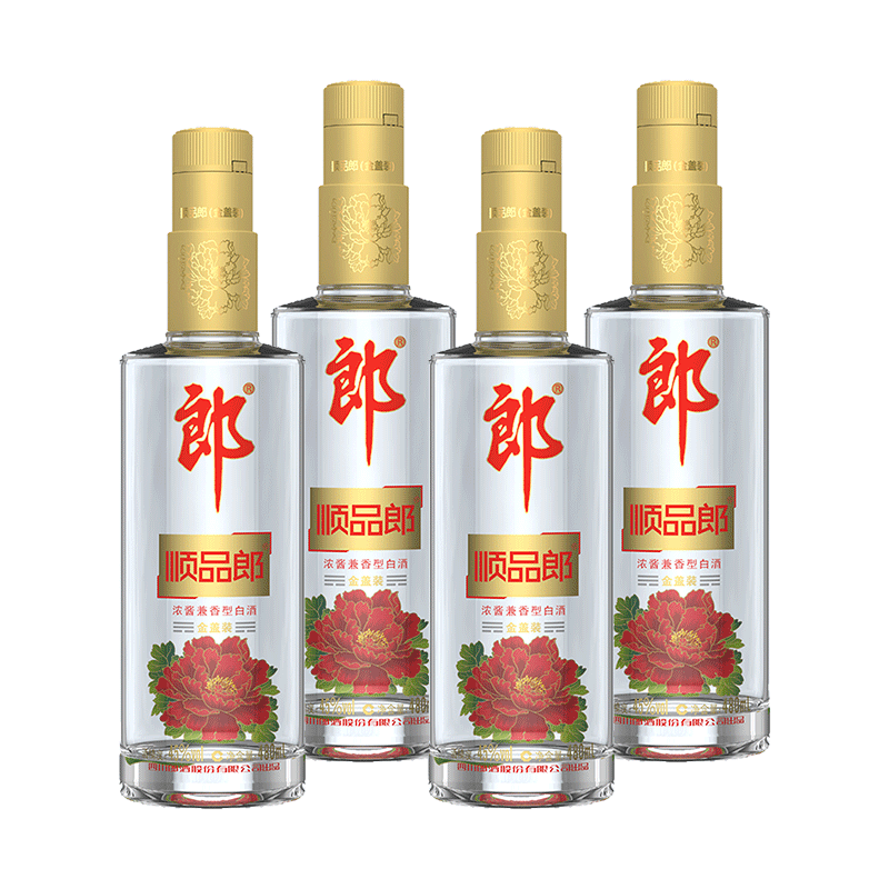 Langjiu Shunpin Lang (Golden Cover) 45 -degree thick sauce and fragrant liquor 480ml*4 bottles ...