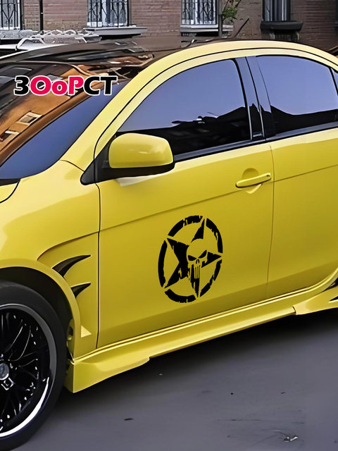 Punisher skull car sticker laser hollow reflective motorcycle electric ...