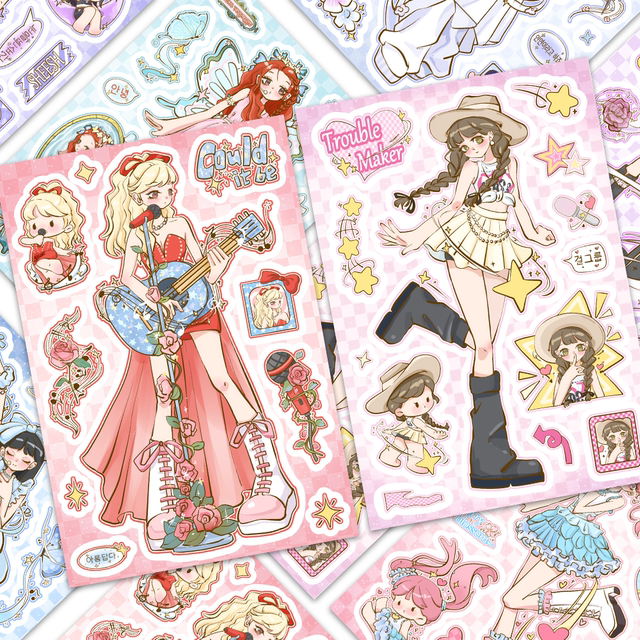 8 Korean Kpop girl group character collages Zhang Yuanying Song Yuqi ...