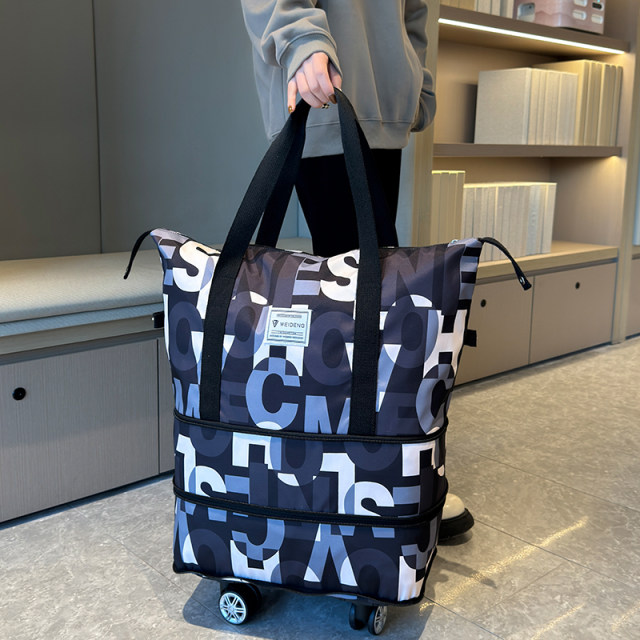 Travel bag with pulleys, women's large-capacity storage bag, folding ...