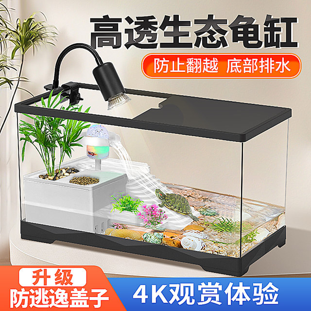 Turtle tank ecological small fish tank home landscaping with terrace ...