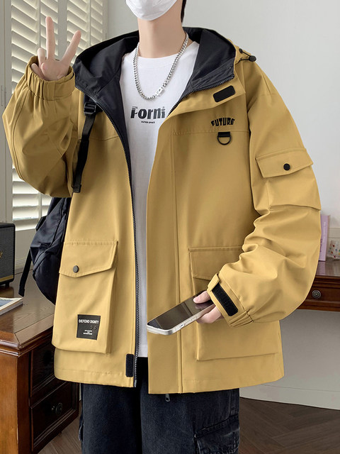 Large size loose hooded jacket for men's spring and autumn trend plus ...