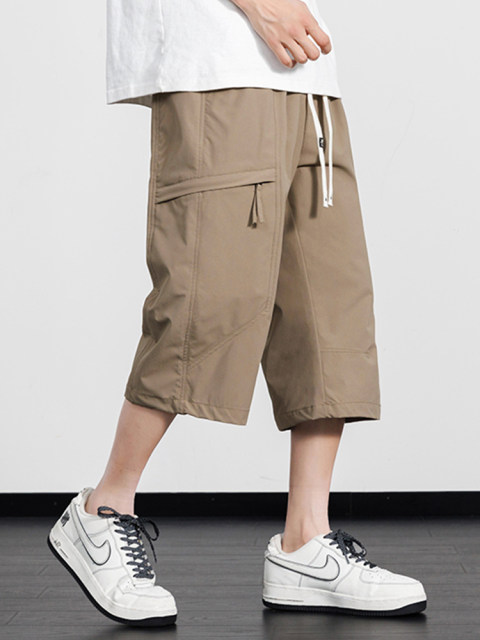 Cropped pants men's summer thin large size loose sports casual pants ...