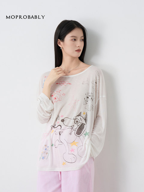 Li Yunuo MPBY tablemate blouse Laiser + acetate dog graffiti long ...