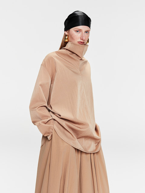 The Middle Imported Water Ripple Ruffle Collar Top with Silky Smooth ...